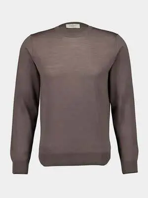 PIACENZA CASHMERE 1733 Virgin Wool Crew Neck Sweater - Brown