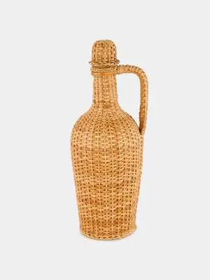 HOUSE OF CAPRICORN Handmade Natural Wicker Glass Flask - Brown