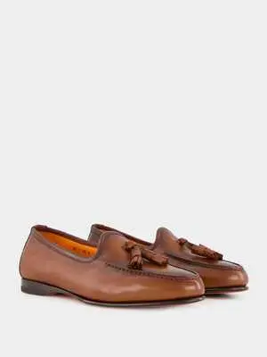 Santoni Leather Loafer With Tassel