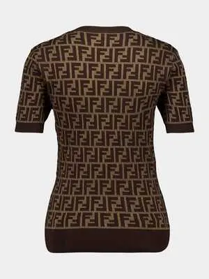 Fendi Ff Jacquard Cotton Jumper - Brown