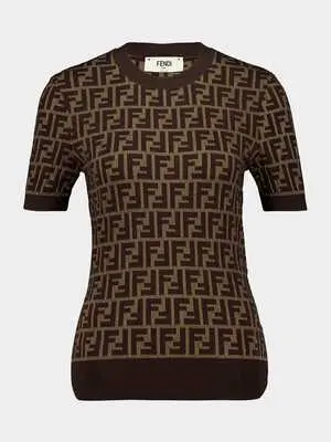 Fendi Ff Jacquard Cotton Jumper - Brown