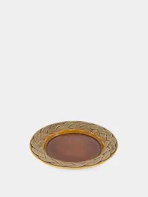 HOUSE OF CAPRICORN Vime Ceramic Dessert Plate By - Brown