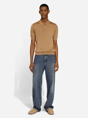 Dolce & Gabbana Camel Cashmere And Silk Polo-shirt