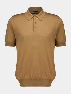 Dolce & Gabbana Camel Cashmere And Silk Polo-shirt