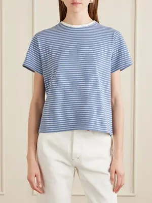 Still Here Striped Cotton-jersey T-shirt - Blue