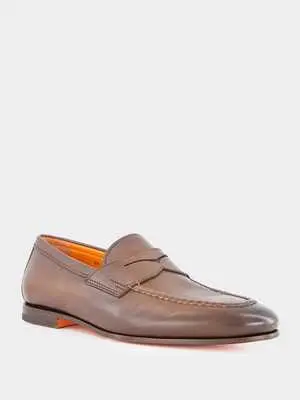 Santoni Hand-polished Leather Penny Loafers