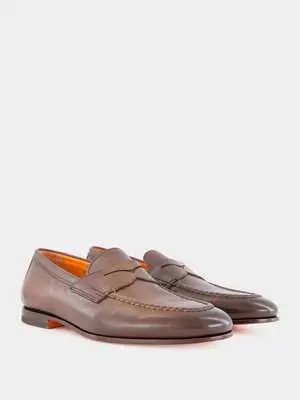 Santoni Hand-polished Leather Penny Loafers