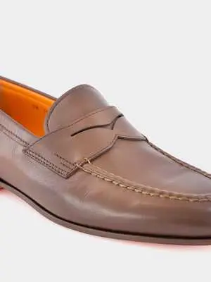 Santoni Hand-polished Leather Penny Loafers
