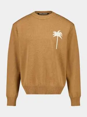 Palm Angels Palm Tree Intarsia Crewneck Jumper - Brown