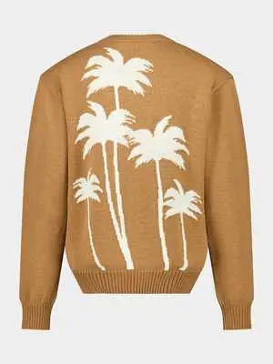 Palm Angels Palm Tree Intarsia Crewneck Jumper - Brown