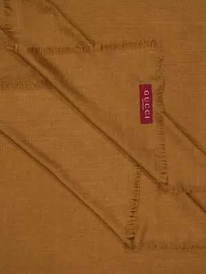 Gucci Camel Gg Wool Silk Jacquard Shawl - Brown