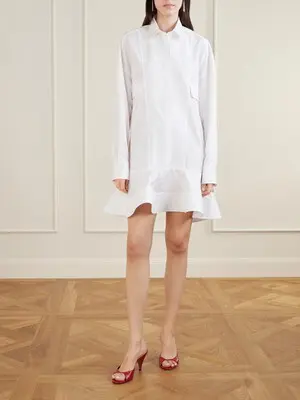 Stella McCartney Piqué-trimmed Cotton-poplin Mini Dress - White