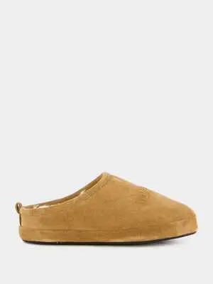 Balenciaga Alaska Suede Shearling Slippers - Brown