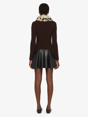 Givenchy Wool And Cashmere Cardigan With Fur Collar - Brown
