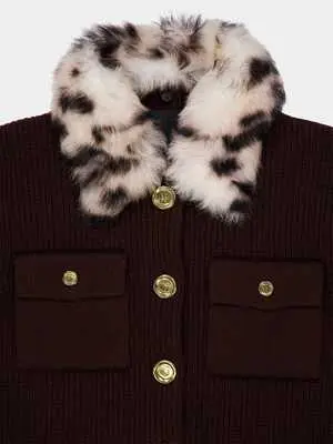 Givenchy Wool And Cashmere Cardigan With Fur Collar - Brown