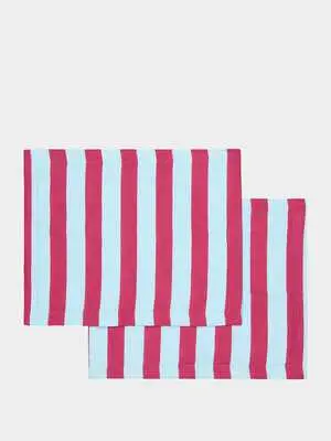 La DoubleJ Set Of 2 Striped Placemats - Burgundy