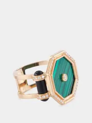 L'ATELIER NAWBAR Hexagon Amulet Cocktail Ring With Onyx