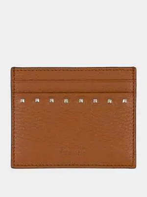 Valentino Garavani Saddle Rockstud Grainy Cardholder - Brown