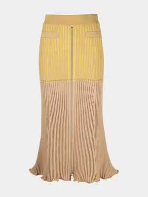 Rabanne Ribbed Knit Midi Skirt - Brown