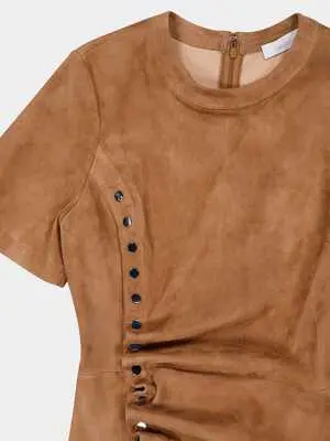 Rabanne Draped Suede Mini Dress - Brown