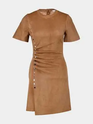 Rabanne Draped Suede Mini Dress - Brown