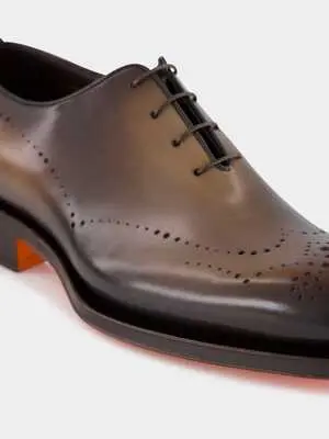 Santoni Leather Oxford Shoes With Brogue Detail