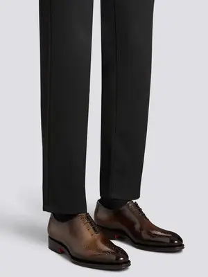 Santoni Leather Oxford Shoes With Brogue Detail - Brown