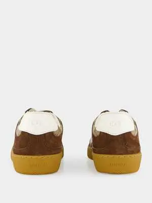 Gucci Trainer In Dark Suede With Interlocking G Logo - Brown