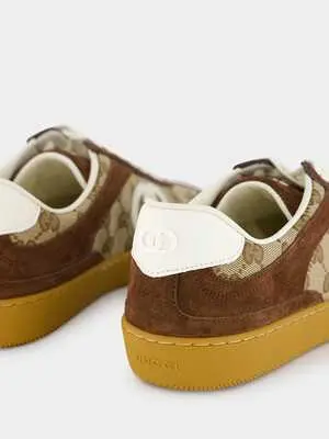 Gucci Trainer In Dark Suede With Interlocking G Logo - Brown
