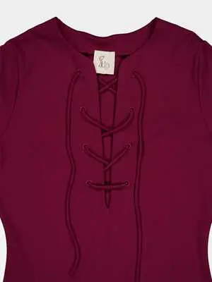 PAULA Eros Tubular Dress With Eyelets - Burgundy
