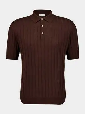 Boglioli Ribbed Linen-cotton Polo Shirt - Brown
