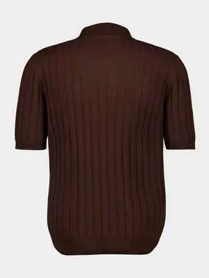 Boglioli Ribbed Linen-cotton Polo Shirt - Brown