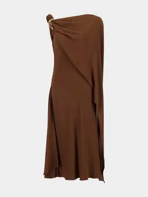 Gucci Draped Silk Midi Dress - Brown