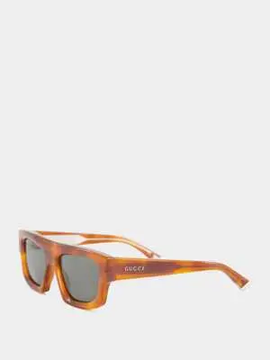 Gucci Tortoiseshell Rectangular Frame Sunglasses - Brown