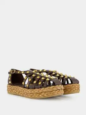 Valentino Garavani Rockstud Espadrille Sandals - Brown