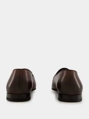 Manolo Blahnik Lennox Calf Leather Loafers - Brown
