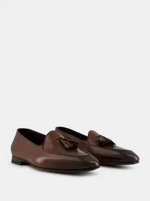 Manolo Blahnik Lennox Calf Leather Loafers - Brown
