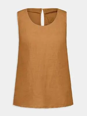 120% Lino Sleeveless Linen Top Brown