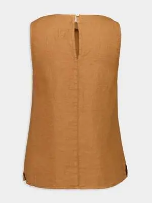 120% Lino Sleeveless Linen Top - Brown