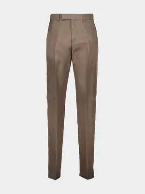 FERRAGAMO Straight-fit Pleated Trousers - Brown