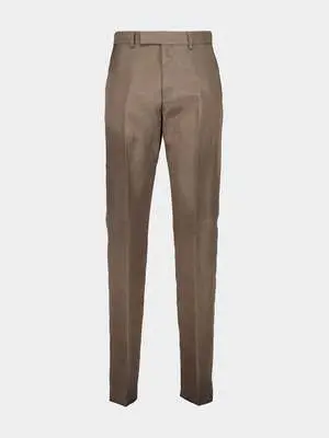 FERRAGAMO Straight-fit Pleated Trousers - Brown