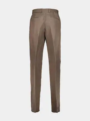 FERRAGAMO Straight-fit Pleated Trousers - Brown