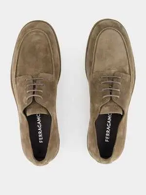 FERRAGAMO Suede Derby Lace-up Shoes