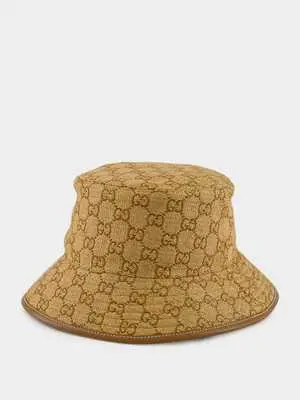 Gucci Gg Raffia Bucket Hat - Brown