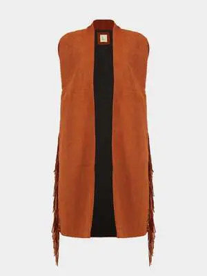 PAULA Gardenia Embossed Suede Maxi Cape