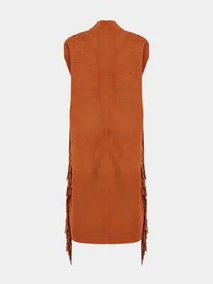 PAULA Gardenia Embossed Suede Maxi Cape