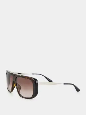 Alexander McQueen Tortoiseshell And Silver Sunglasses