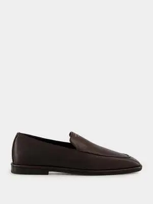 FERRAGAMO Hammered Calfskin Loafers - Brown