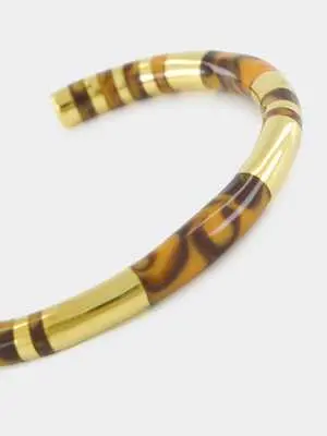 AURÉLIE BIDERMANN Tie & Dye Tiger's Eye Positano Bangle - Brown