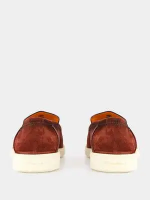 Santoni Nubuck Loafer - Burgundy